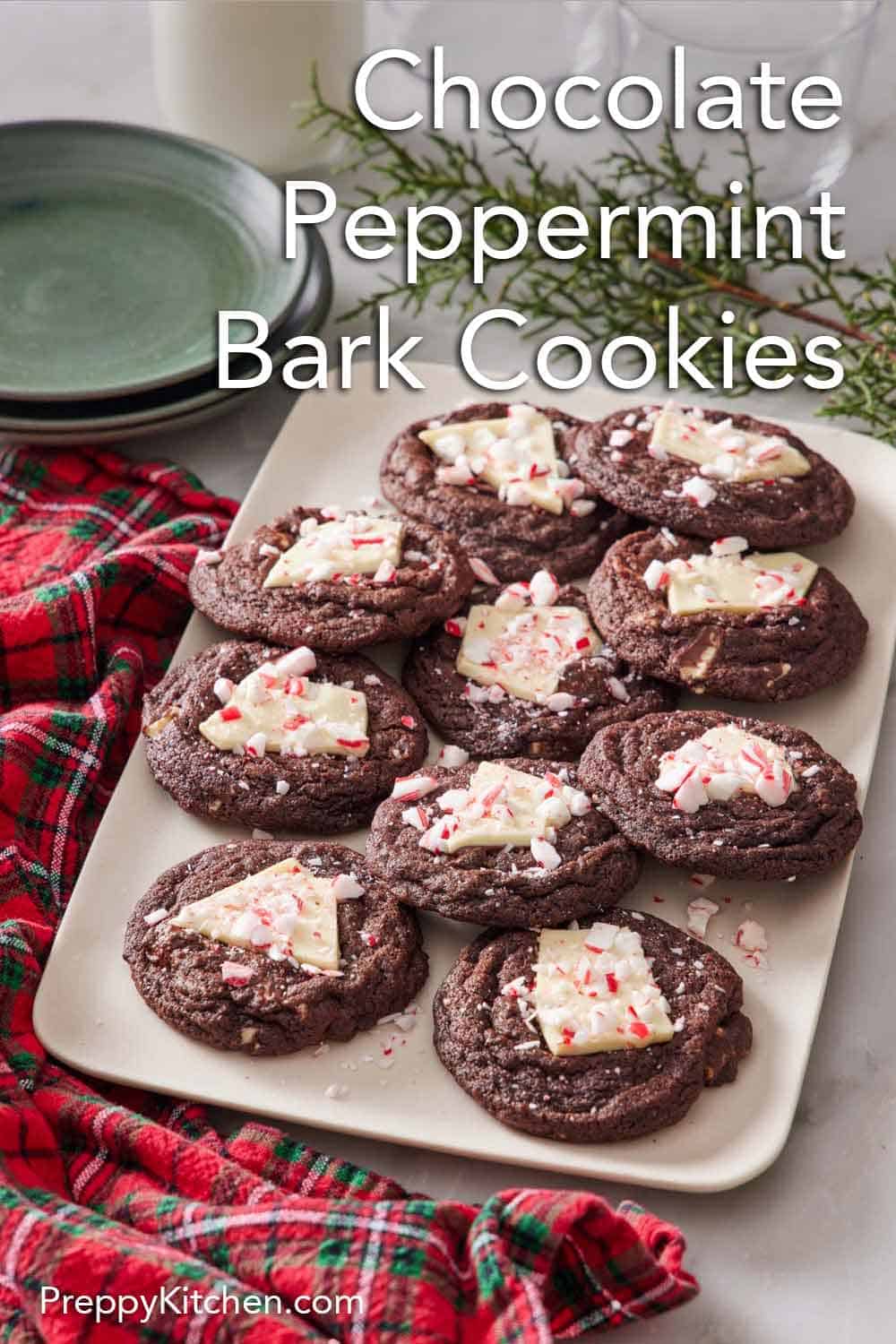 Chocolate Peppermint Bark Cookies Recipe - Preppy Kitchen