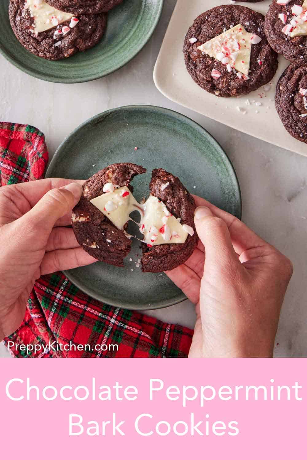 Chocolate Peppermint Bark Cookies Recipe - Preppy Kitchen