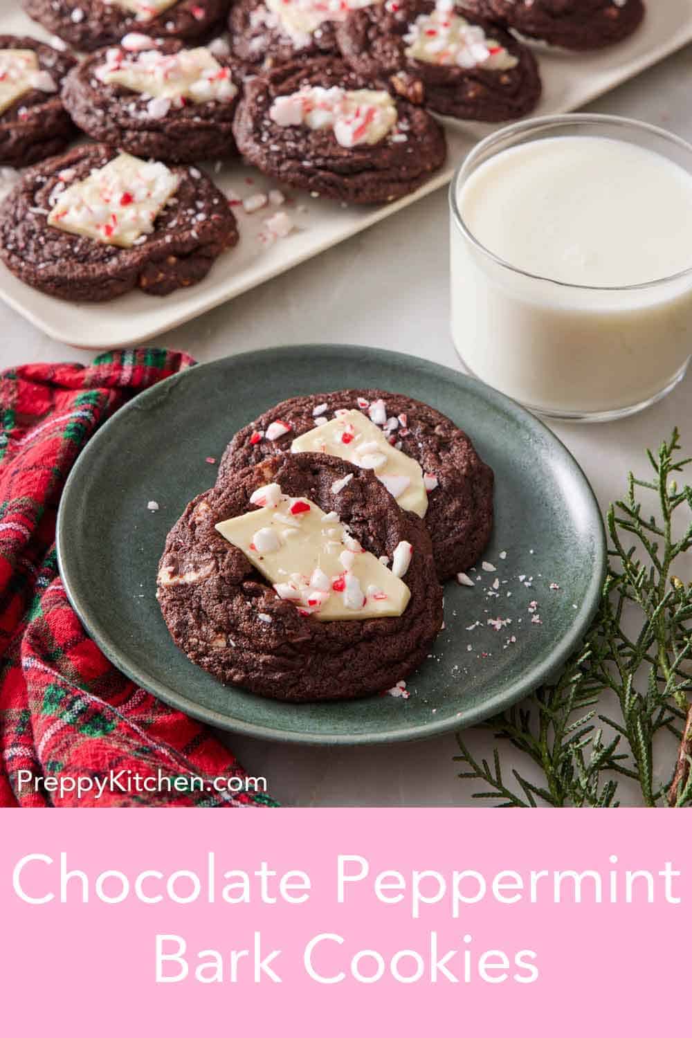 Chocolate Peppermint Bark Cookies Recipe - Preppy Kitchen