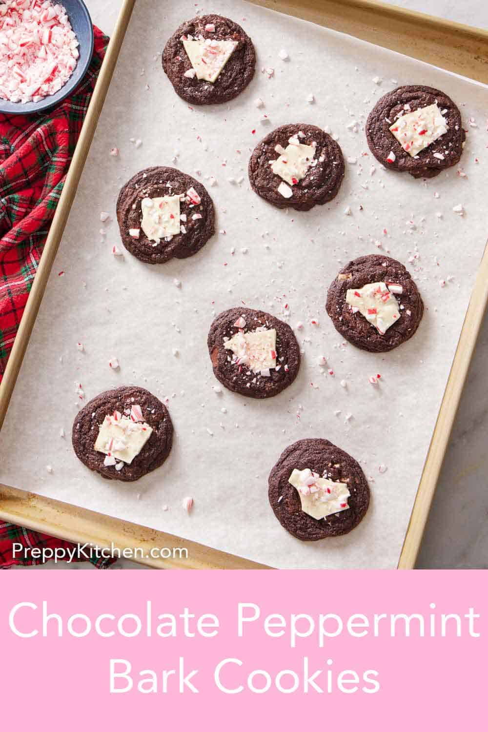 Chocolate Peppermint Bark Cookies Recipe - Preppy Kitchen