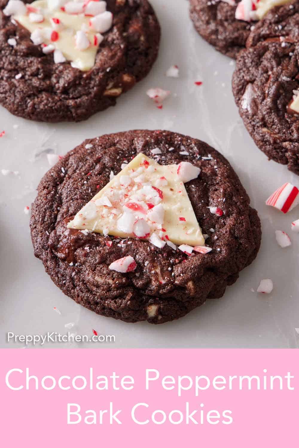 Chocolate Peppermint Bark Cookies Recipe - Preppy Kitchen