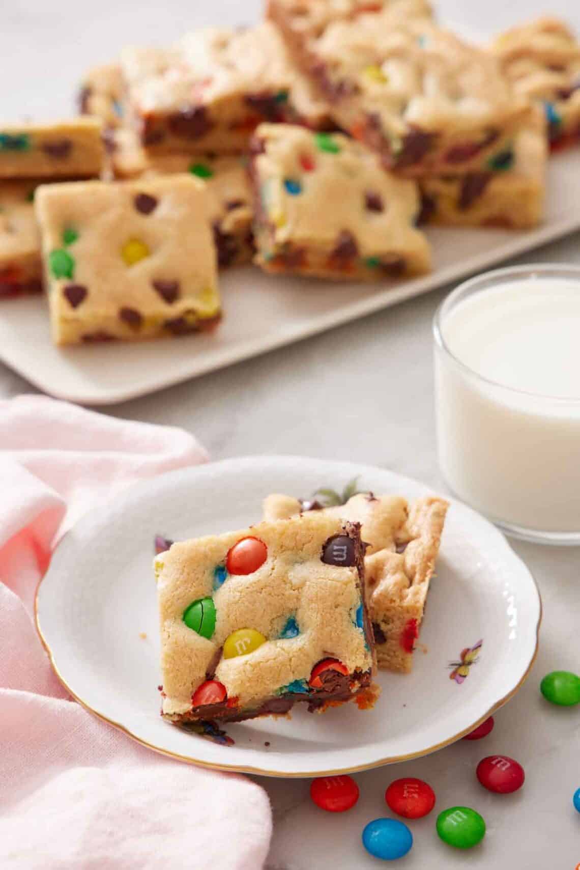 M&M Cookie Bars Recipe - Preppy Kitchen