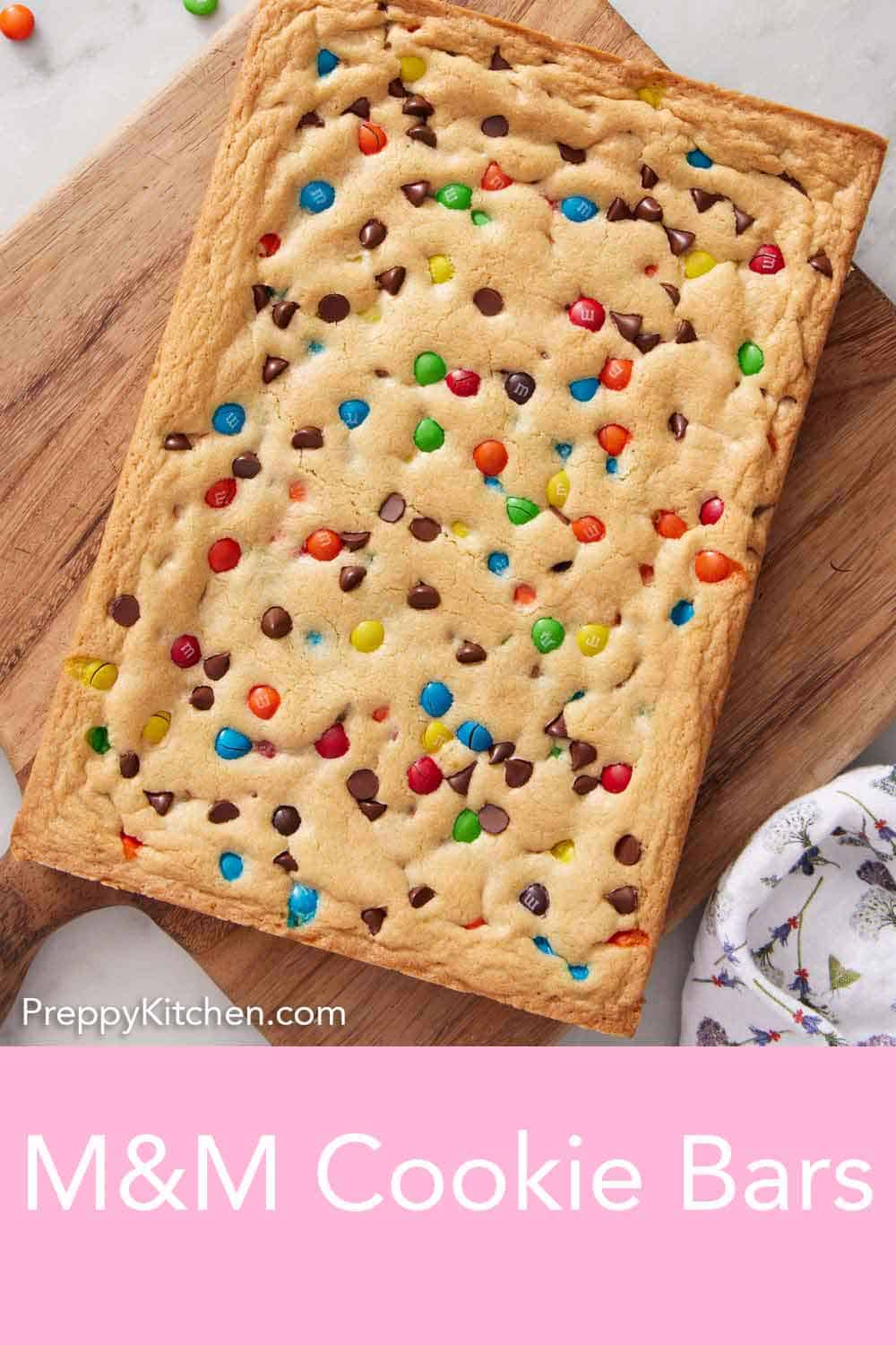 M&M Cookie Bars Recipe - Preppy Kitchen