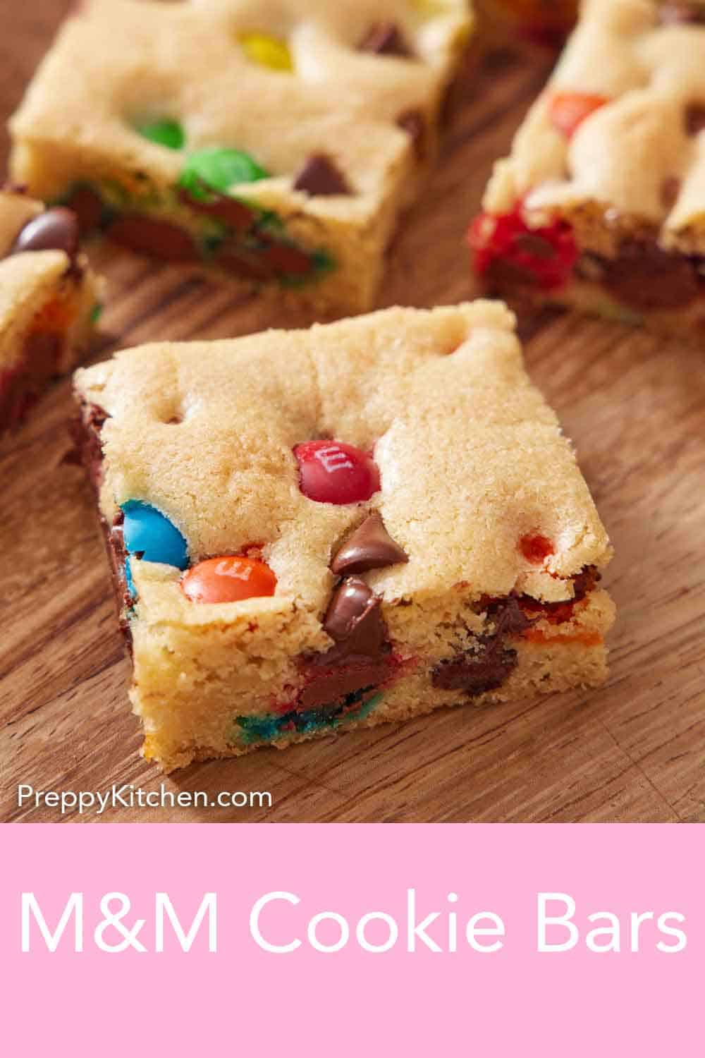M&M Cookie Bars Recipe - Preppy Kitchen