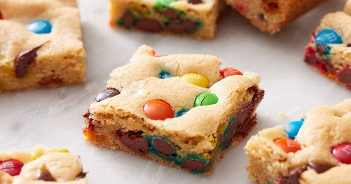 M&M Cookie Bars Recipe - Preppy Kitchen