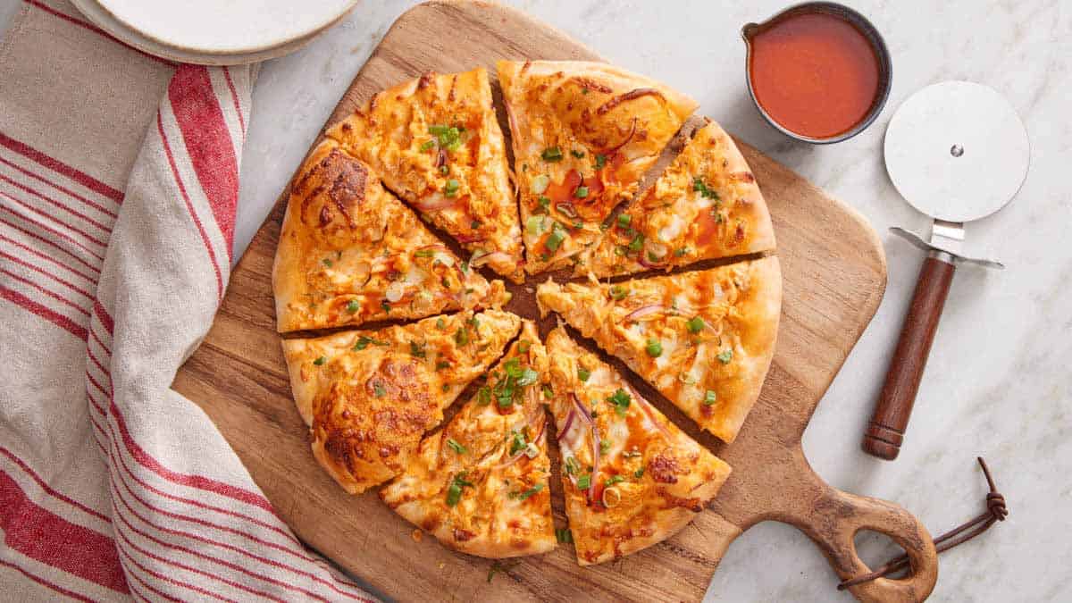 Buffalo Chicken Pizza Recipe - Preppy Kitchen