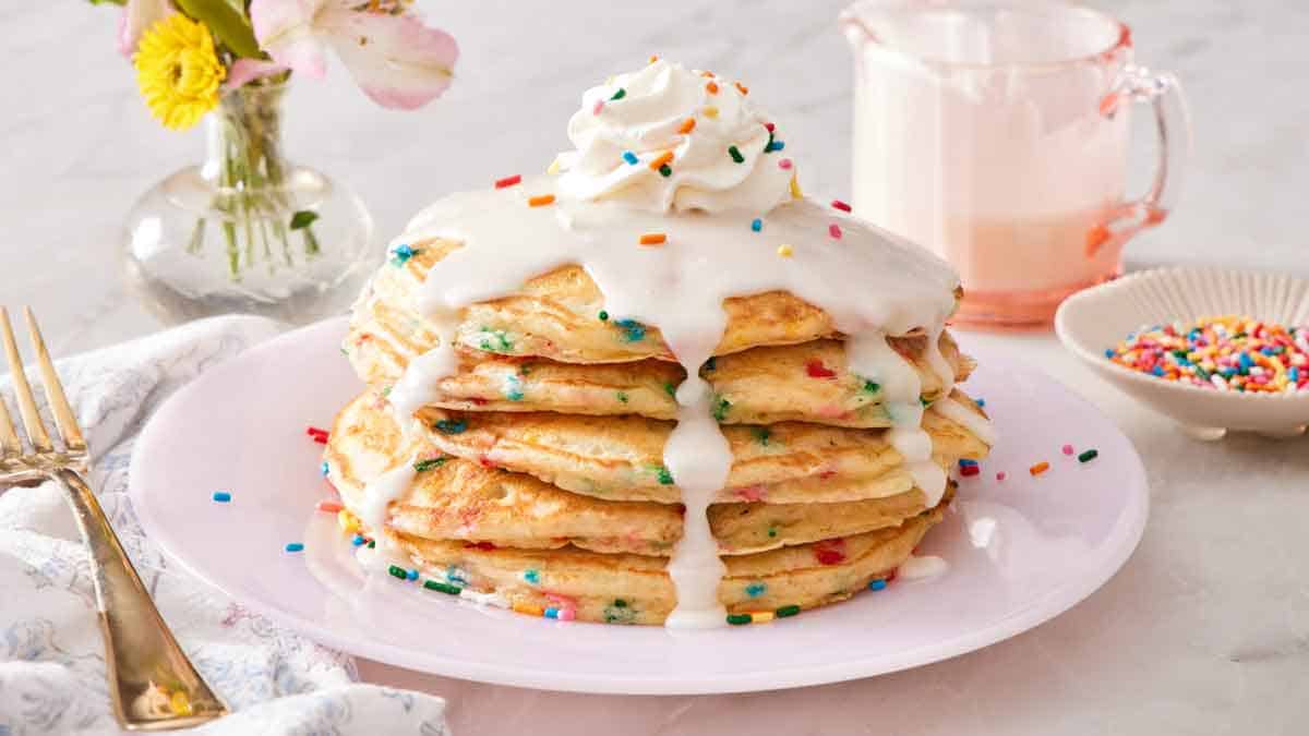 Funfetti Pancakes (Birthday Cake Pancakes!) - Preppy Kitchen