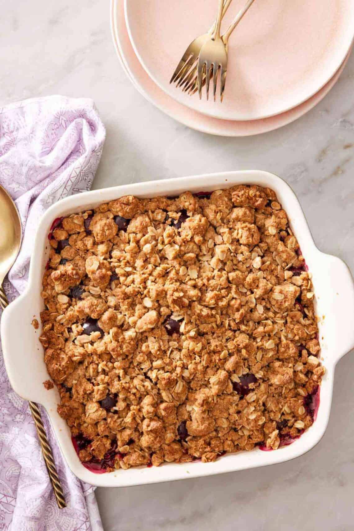 Fresh Cherry Crisp Recipe - Preppy Kitchen