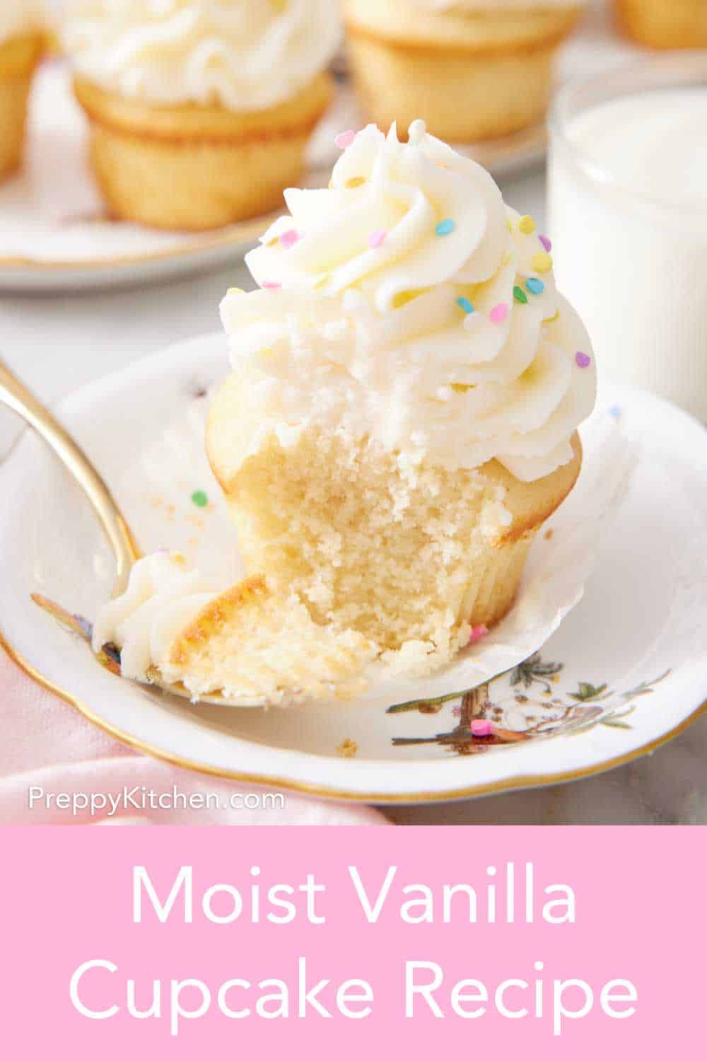 Moist Vanilla Cupcake Recipe - Preppy Kitchen